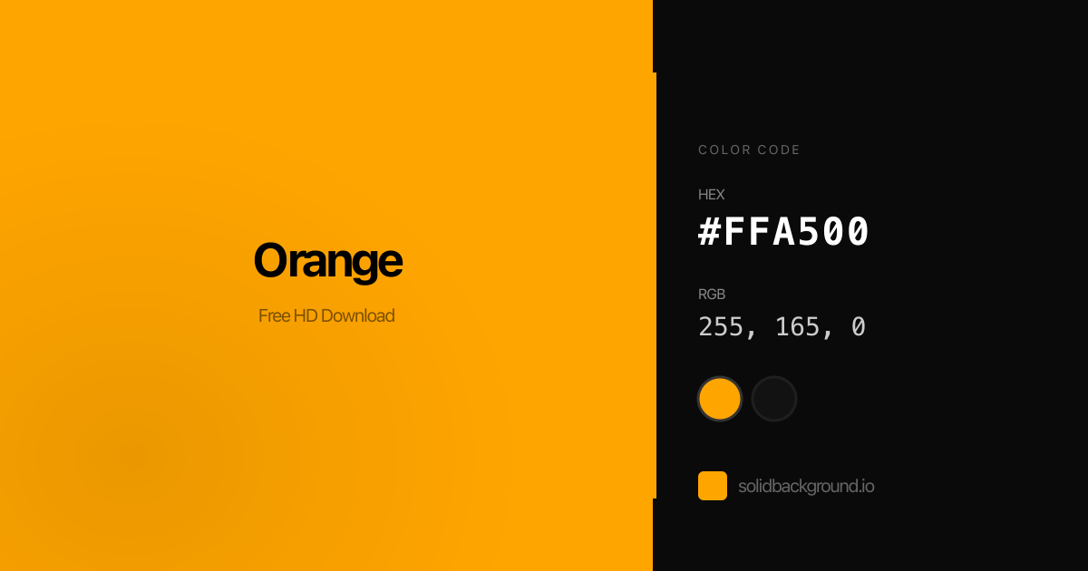 Solid Orange Background (#FFA500) | Free HD Download | Solid Background